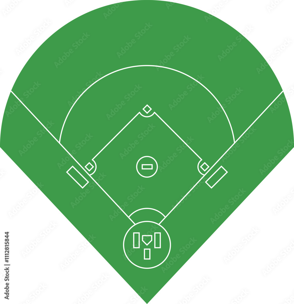 Baseball diamond Size and Dimension Vector Drawing Illustration ...
