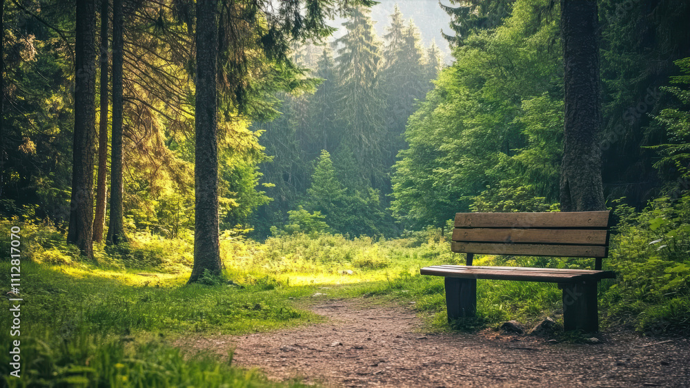 Explore the Serene Bench Nestled Among Towering Sequoias in a Tranquil ...