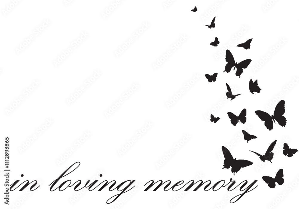 In loving memory illustration with butterflies Stock Vector | Adobe Stock