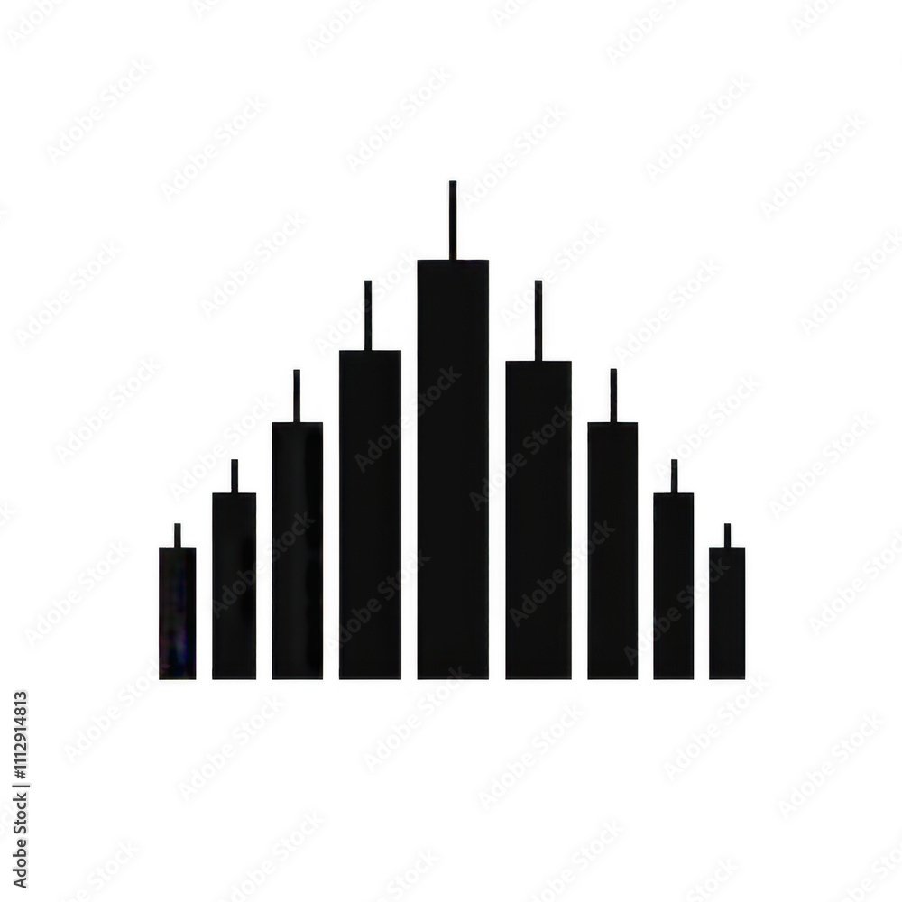 Black Bar chart icon png Minimalist flat icon, vector logo style sign ...