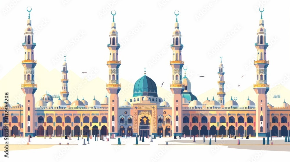 Holy Kaaba in Mecca, Saudi Arabia. A style in colored pencil sketch ...