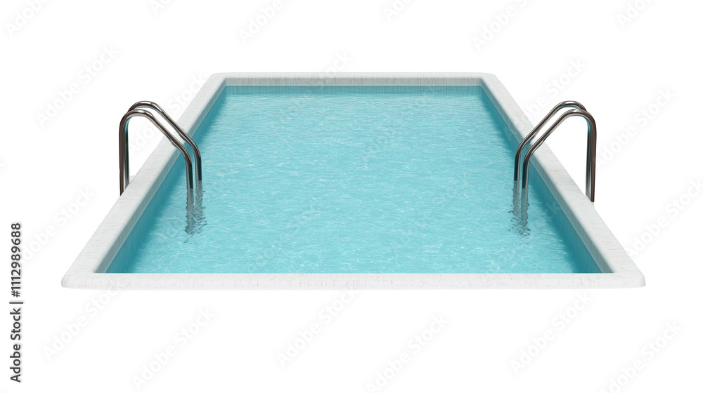 Rectangular Above-Ground Swimming Pool with Ladders Isolated on ...