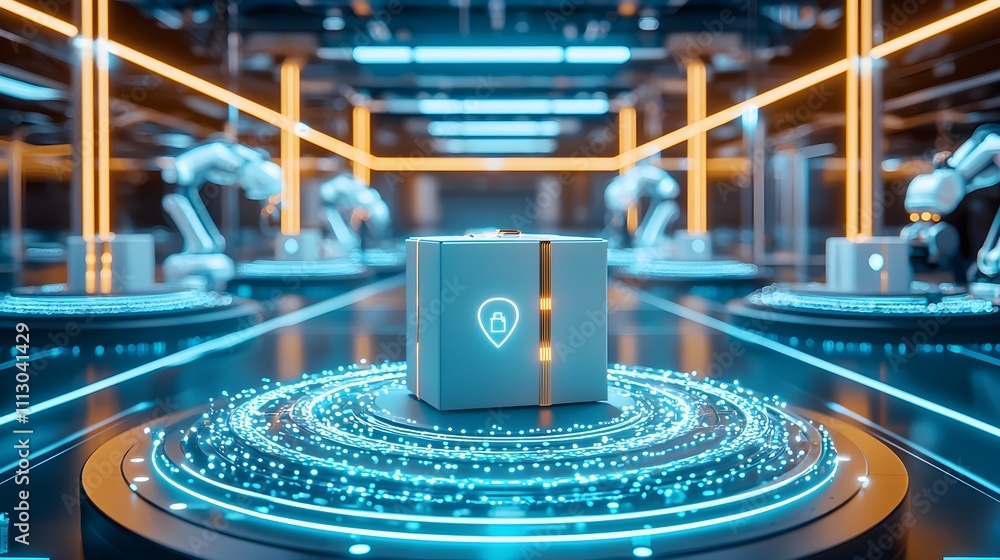 Dynamic logistics hub with AR interfaces, robots assisting humans in ...