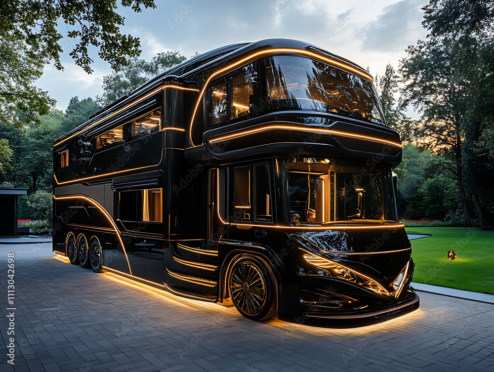 Luxury Black Double Decker Motorhome: Opulent Travel redefined in this ...