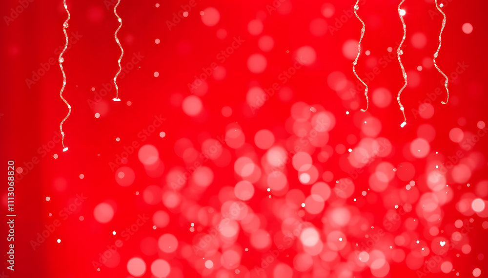 Red background with falling glitter particles. Beautiful festive ...