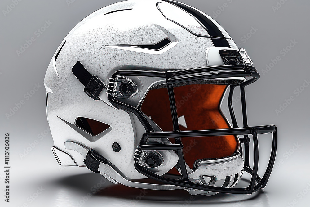 Advanced tech white football helmet with black details. Modern design ...