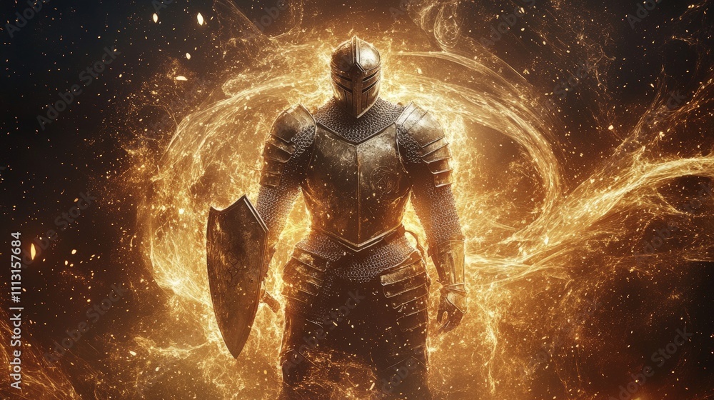 Illustration Stock Powerful visual of a spiritual warrior wearing the ...