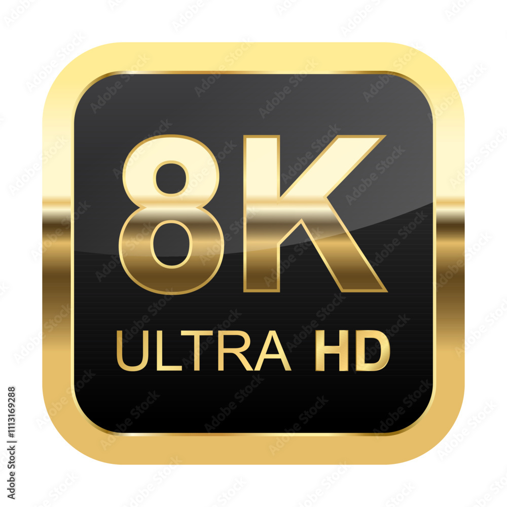 8K Ultra HD sticker label ,High definition label. Gold UHD symbol, 8K ...
