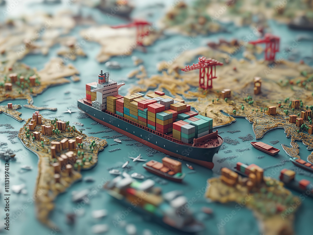 city map ,Graphic illustration of a cargo ship going around the world ...