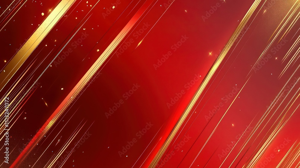 Bold red gradient background with gold diagonal lines and intense stage ...
