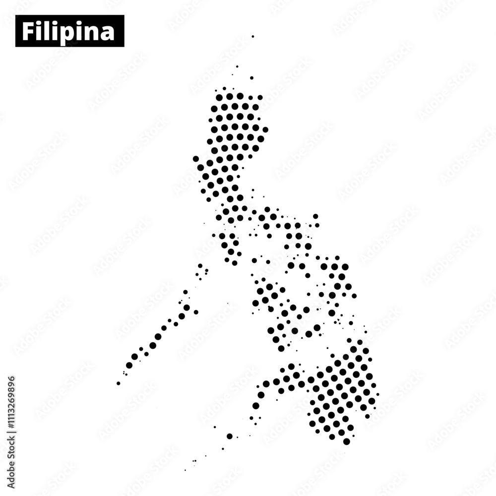 Filipina map illustration showcasing the geographical outline of the ...