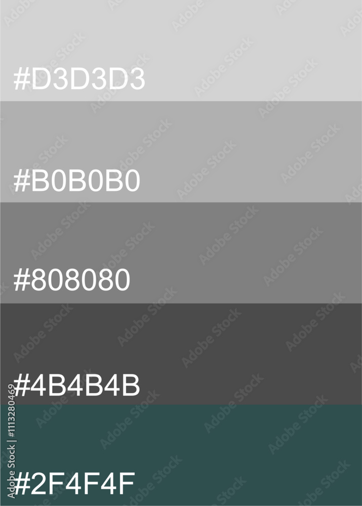 Pantone Color Palette for shades of gray with color codes Stock Vector ...