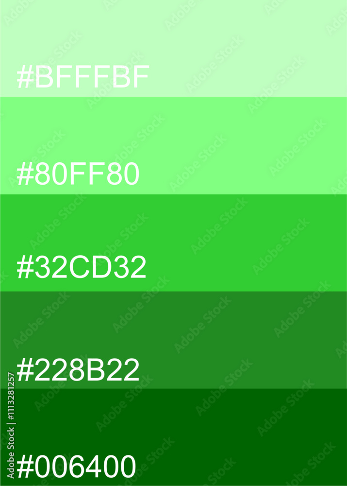 Pantone Color Palette for shades of green with color codes Stock Vector ...