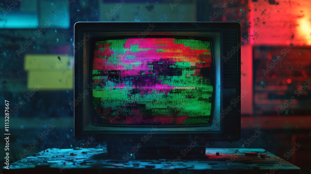 Tv glitch screen bg. Digital noise effect vhs background. Static pixel ...