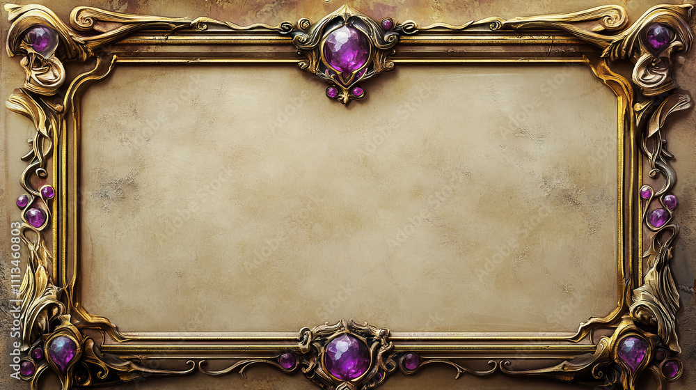 Vintage fantasy golden frames for rpg game ui design. Vector cartoon ...