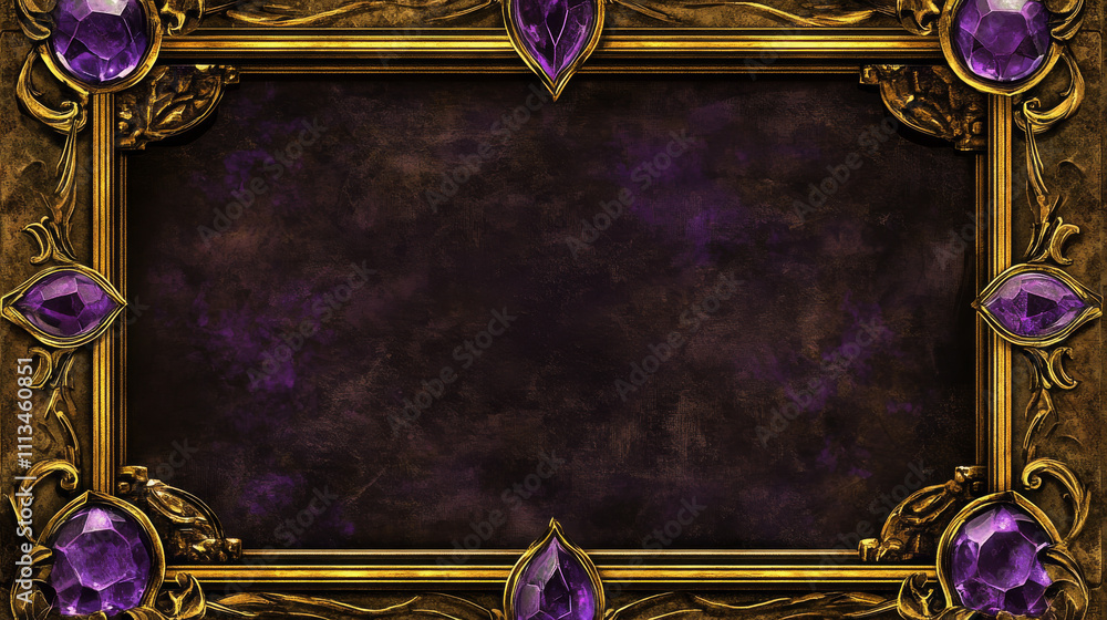 Vintage fantasy golden frames for rpg game ui design. Vector cartoon ...