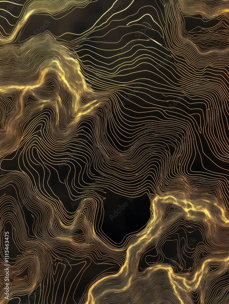 Ilustración de Stock Luxury gold abstract line art background vector. Mountain topographic map ...