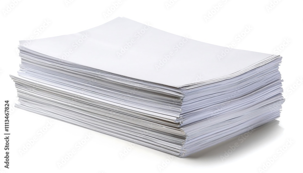 Large stack of blank white paper sheets isolated on white background ...