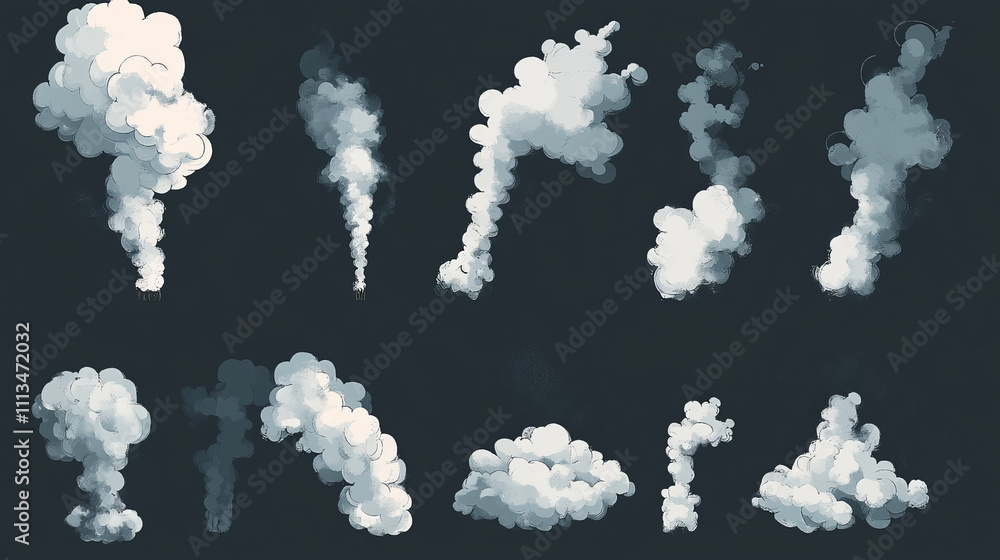 Ilustración de Stock Smoke explode animation sprite sheet. Cartoon ...