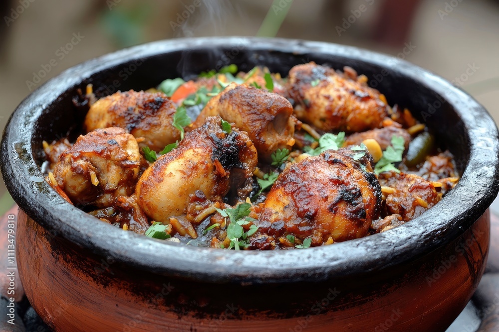Dum Handi chicken Biryani is prepared in an earthen or clay pot called ...