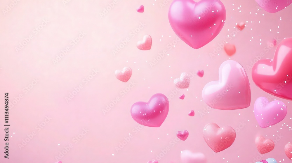 Abstract pink background with little hearts. Decoration banner themed ...