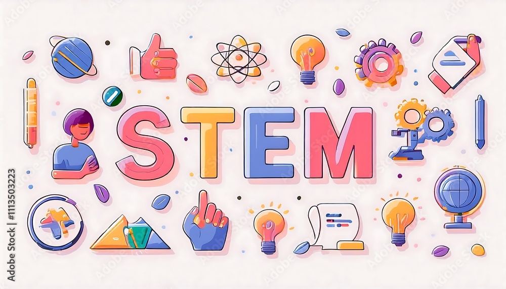 STEM. Science, technology, engineering, mathematics banner. background ...