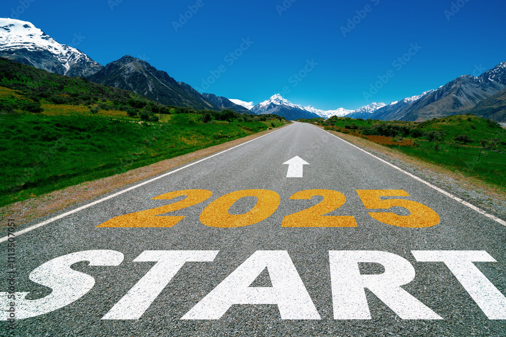 2025 New Year road trip travel and future vision concept . Nature ...