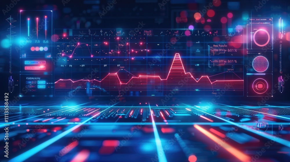 Minimalist border style blue digital background with data science and ...