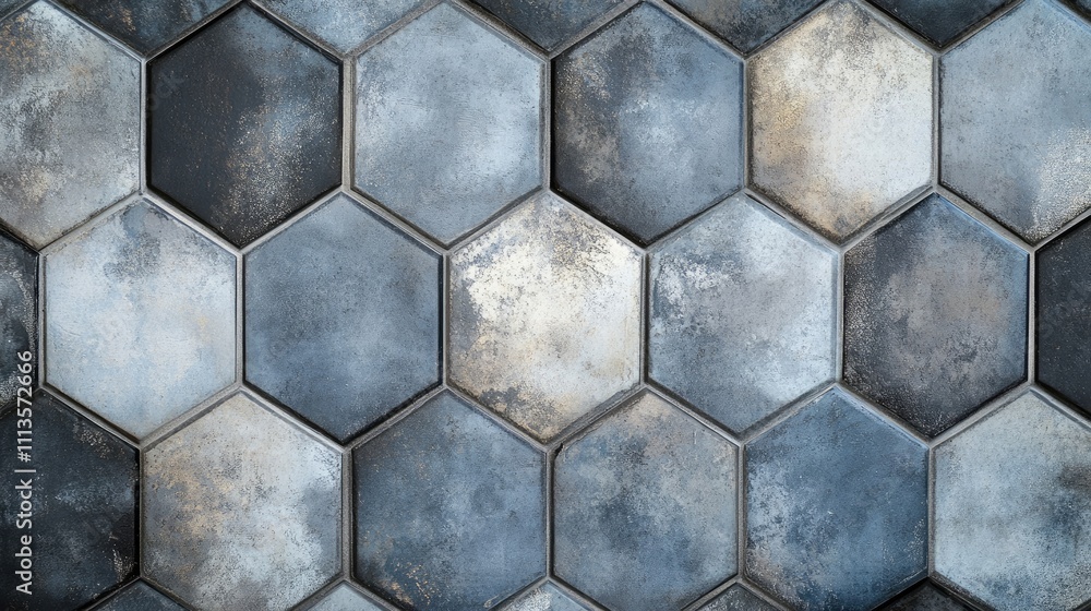 Hexagon texture and pentagon shape create a stunning decorative floor ...
