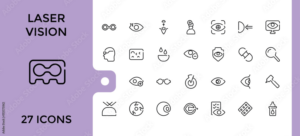 Laser Vision line icons set. Related to delivery, vision, yummy smi ...
