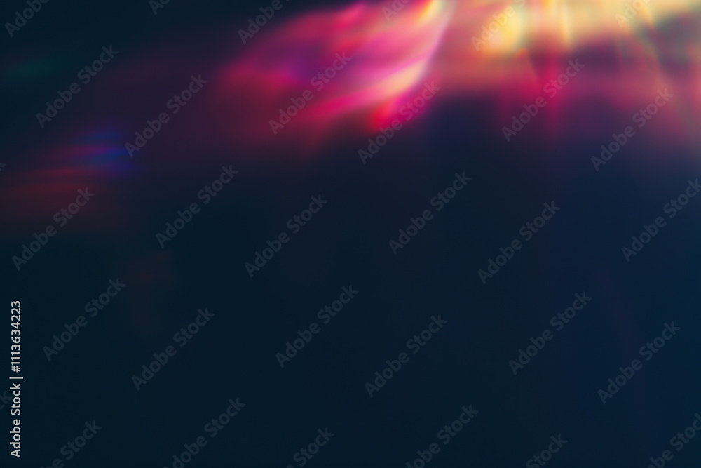 Foto Vibrant colorful light leaks on dark blurred background. Modern design, ethereal theme ...