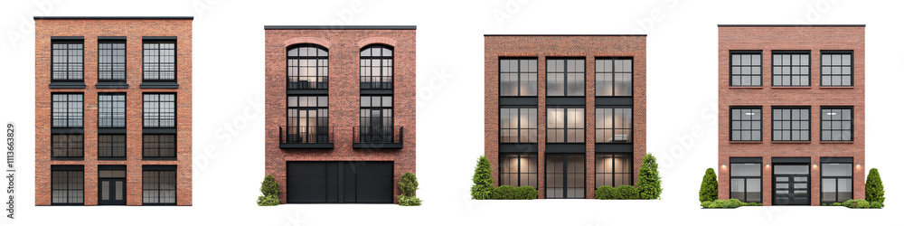 Rows of Brick Townhouses or Row Homes in an Urban City Residential ...