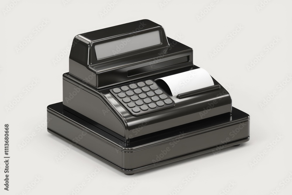 Black cash register with keypad and receipt roll. Stock Illustration ...