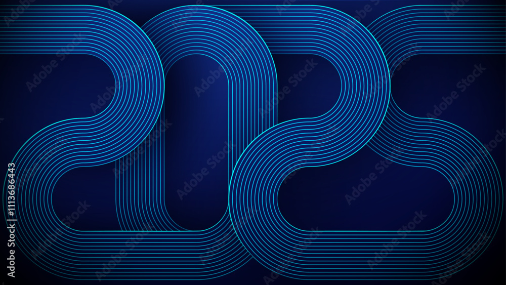 2025 technology blue background. A circuit board in navy blue tech bg ...