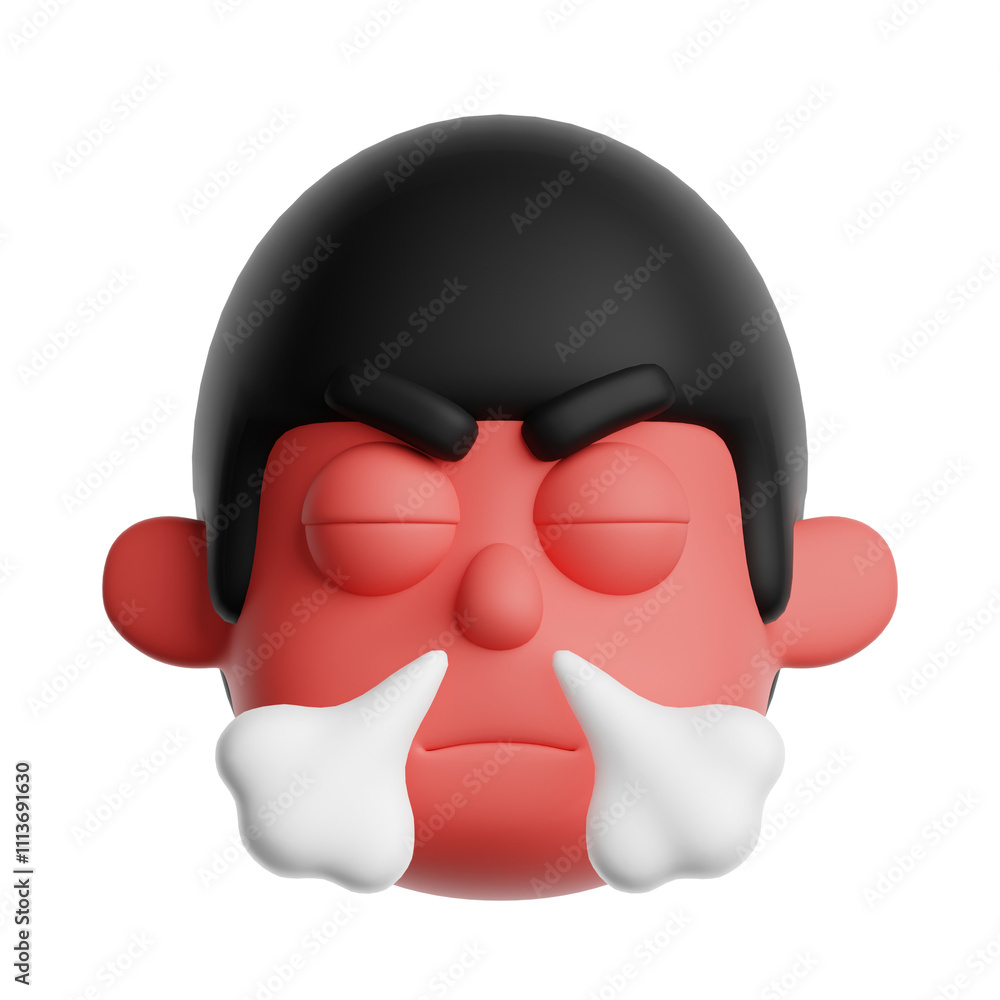 3d angry icon emoji. Cartoon boy mad with steam puffs from nose ...