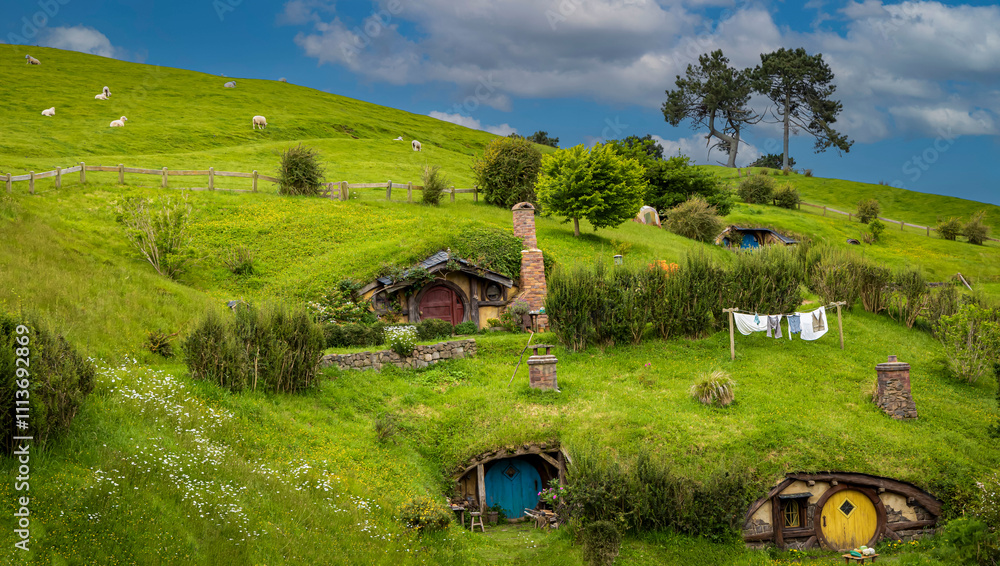 MATAMATA- NEW ZEALAND -NOVEMBER -2- 2022: Hobbiton - movie set created ...