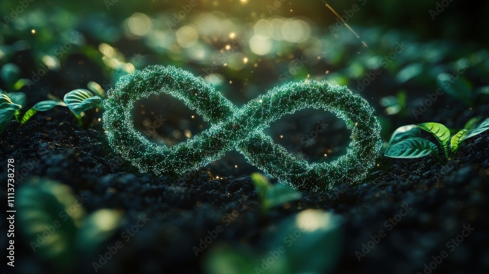 green business infinity icon on graph chart with environmental icon for ...