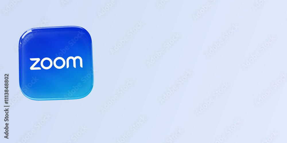 Zoom app logo. Zoom logo on a gray background, white square with ...