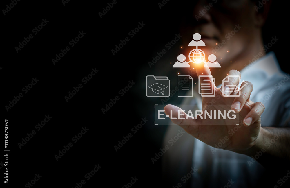 E-learning concept showcasing digital education tools, online platforms ...