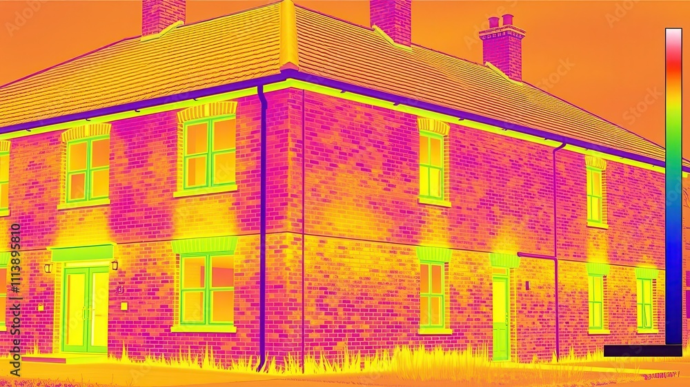 Thermal Imaging of Brick House: A captivating thermal image of a brick ...