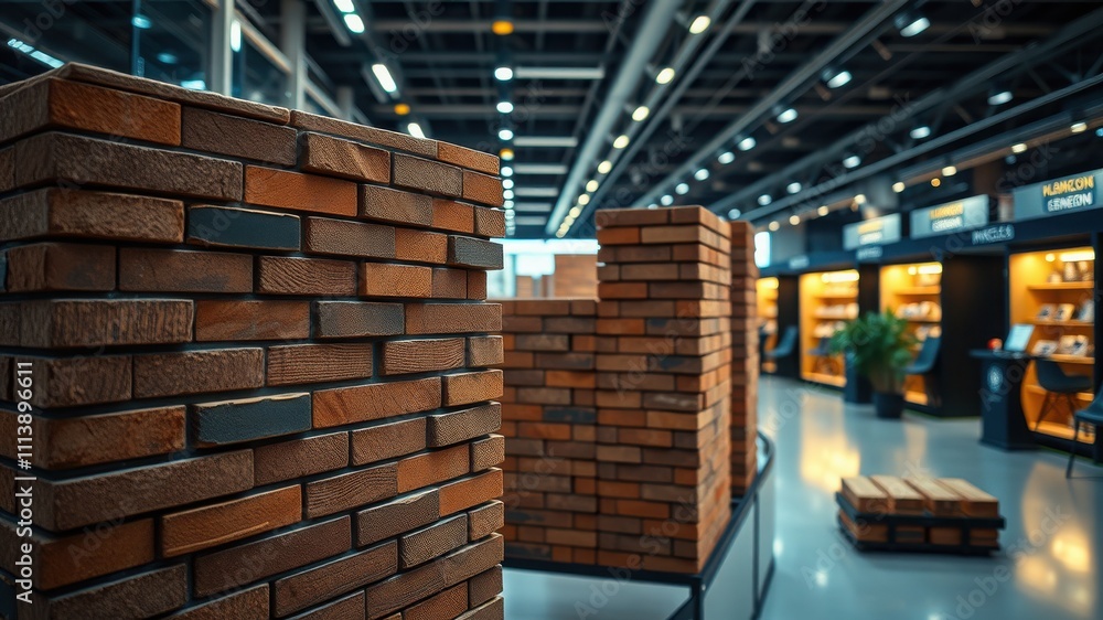 Modern Brick Display: A contemporary showroom showcasing a variety of ...