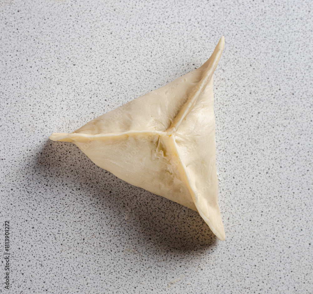 somsa, echpochmak islolated on white table background, uzbek ...