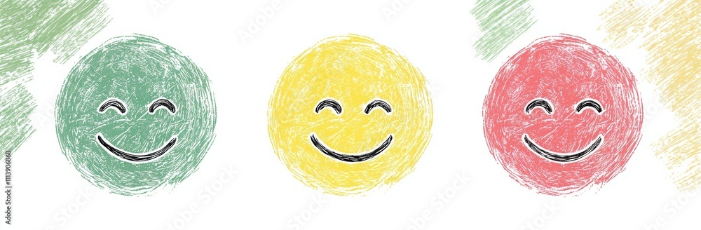 Set of emoji faces drawn in a sketch style to capture customer emotions ...