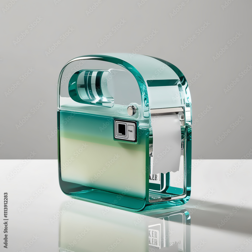 Glass Label Maker Sculpture, Transparent Glass with Green Gradient and ...