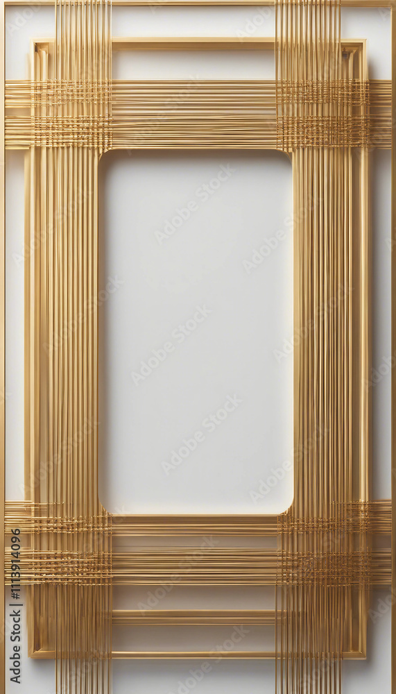 Double line rectangle golden frame isolated on transparent background ...