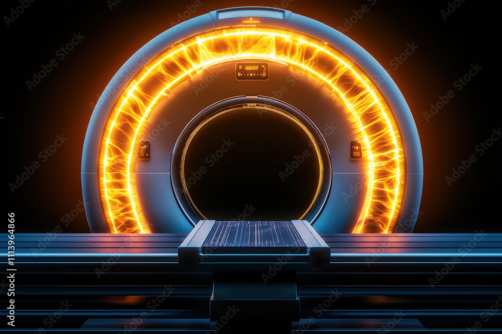 High tech CT scan machine with glowing elements and advanced design ...