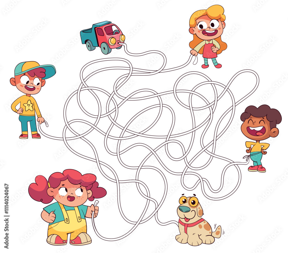 Children logic game to pass the maze. Educational game for kids. Choose ...