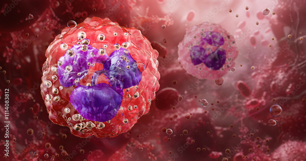Neutrophils in the bloodstream, phagocytic white blood cell, type of ...