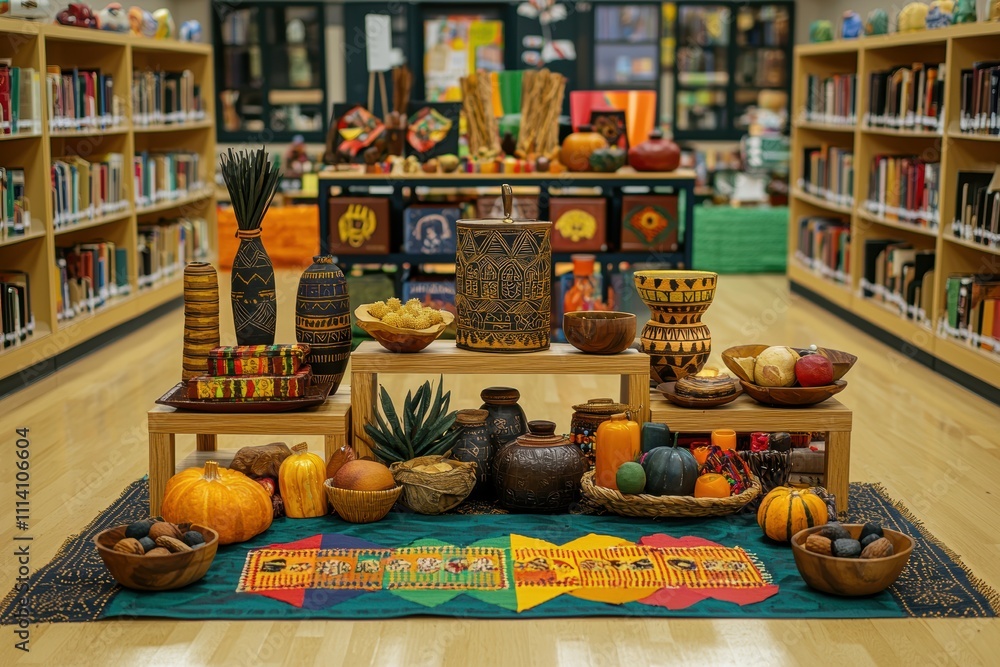 Educational Kwanzaa Display Featuring Seven Principles and Traditional ...