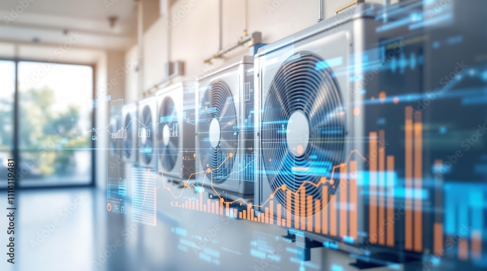 Modern Display Showing Data Analysis for HVAC Efficiency Monitoring and ...
